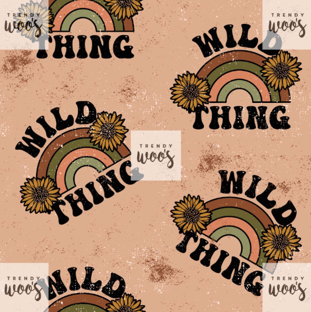 Wild Thing Boho Desert Rainbow Slogan Seamless Pattern / Fabric Design ...