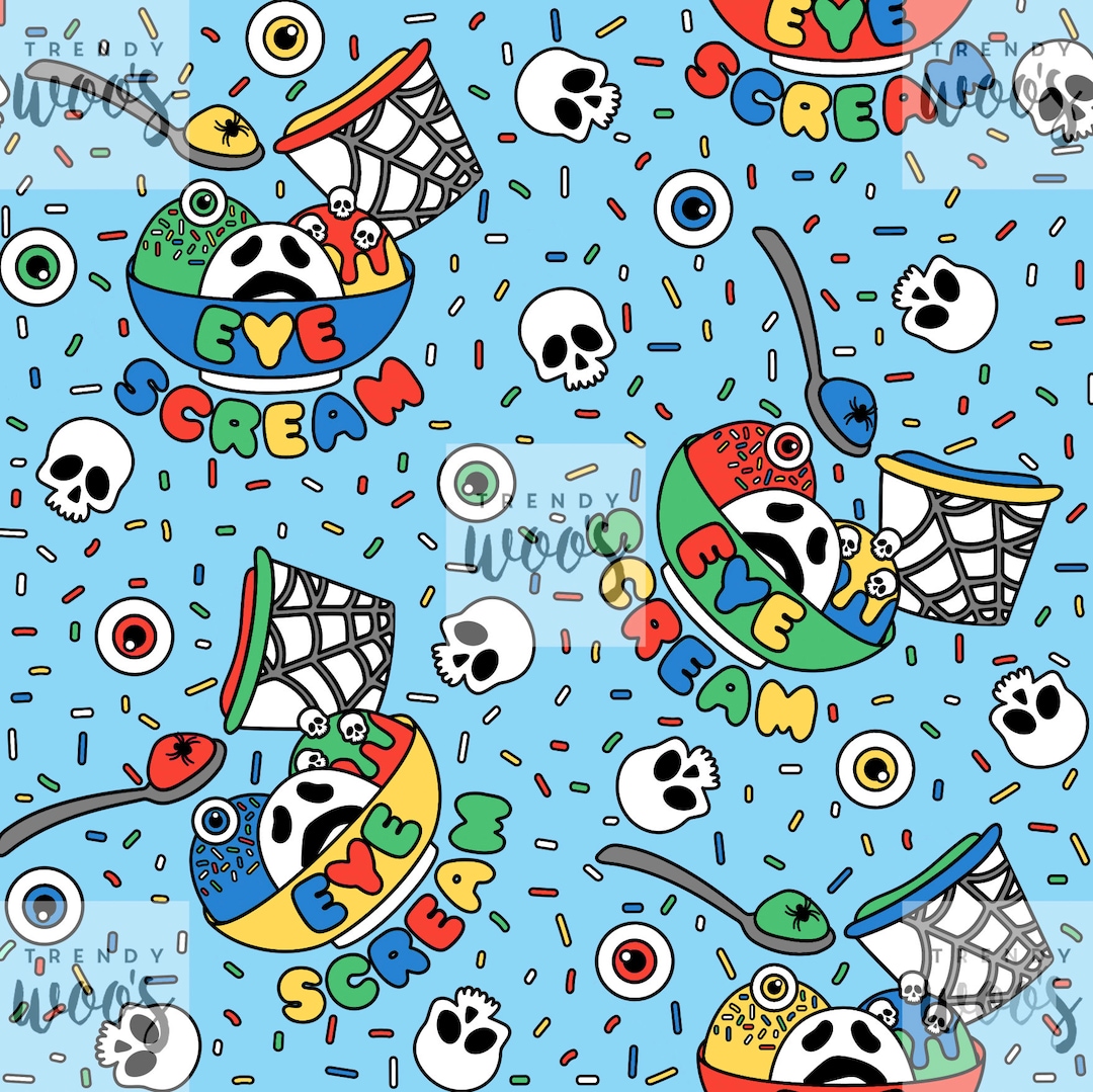 Eye Scream Ice-cream Skull Halloween Kawaii Retro Punk Rock Rainbow ...