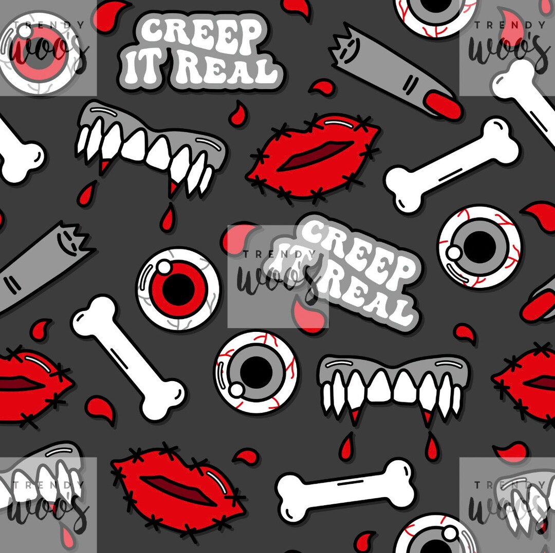 Creep It Real Halloween Body Parts Retro Spooky Monochrome Black ...