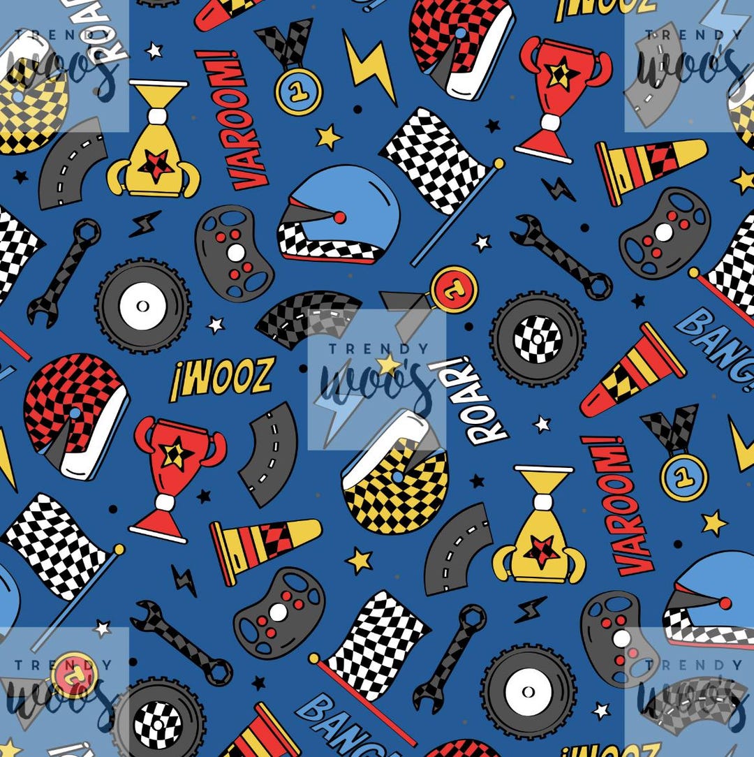 Motorsport Race Racing Car Sport Boys Retro Vintage Blue Monochrome ...