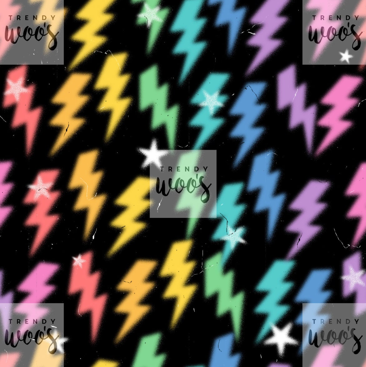 Rainbow Retro Lightning Bolts 90s 80s 70s Stars Seamless Pattern ...
