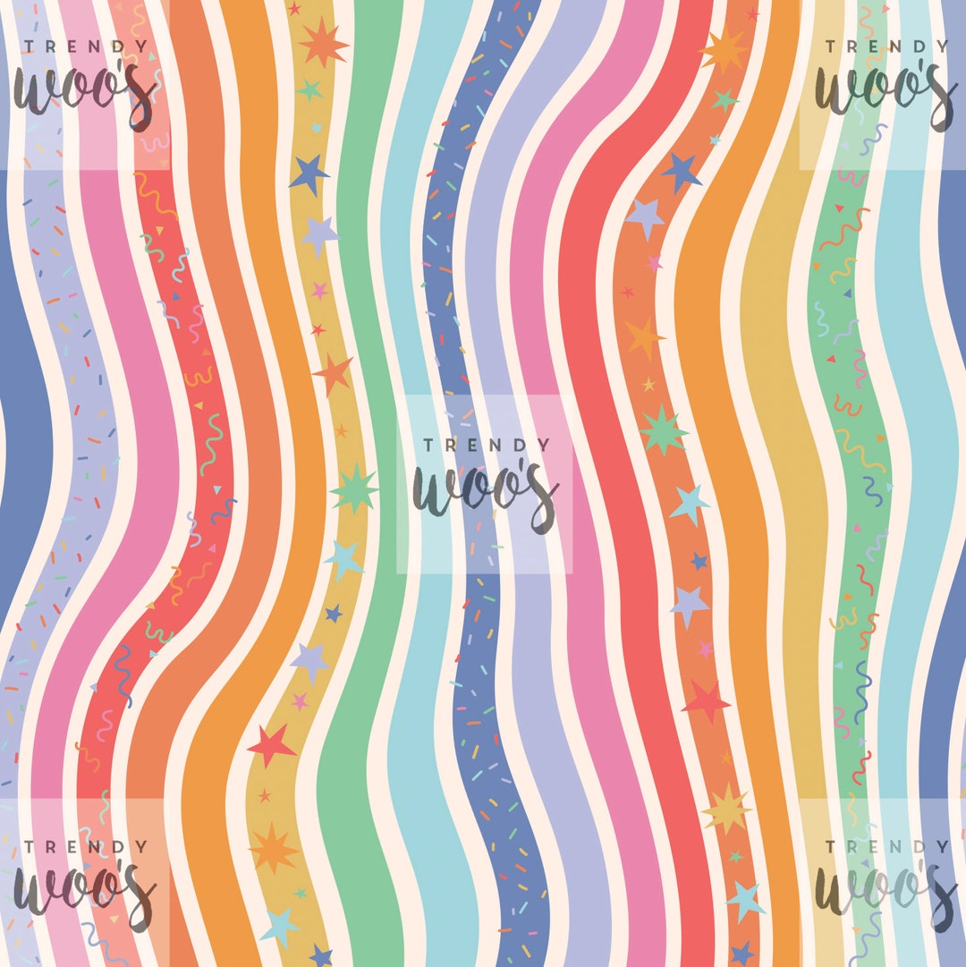 Memphis Wave Stripes Rainbow Party Retro Kids Abstract 70s Celestial ...