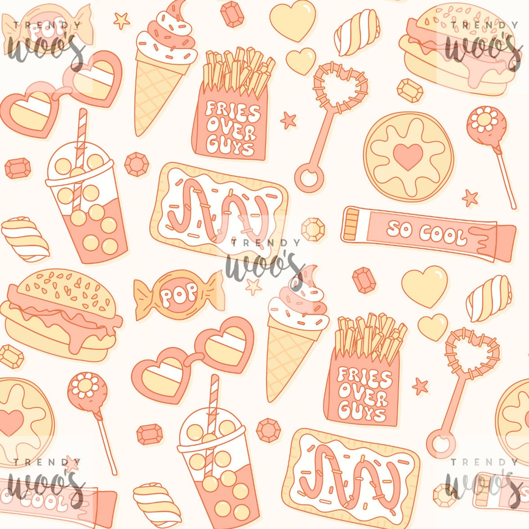 Girl Snacks Fast Food Sweets Candy Aesthetic Retro 90s 00s Muted Boho ...