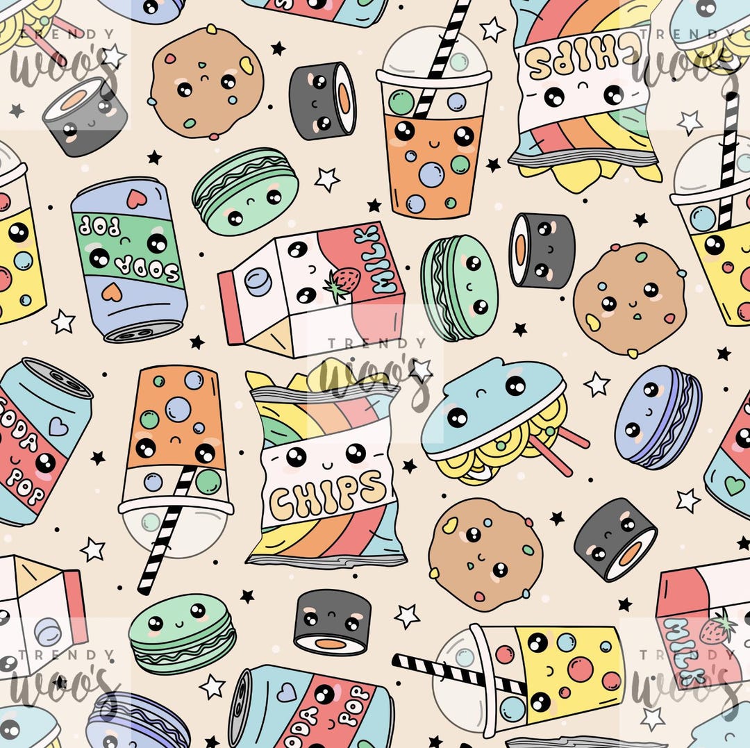 Kawaii Japanese Snacks Treats Cute K-pop Kids Pastel Bubble Tea Cookie ...