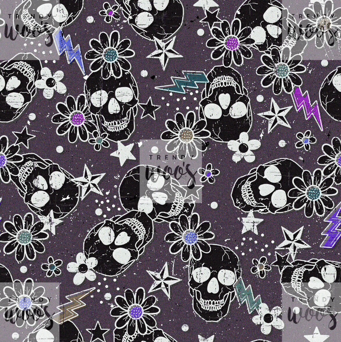 Skulls Alternative Punk Gothic Foral Seamless Pattern / Fabric | Etsy