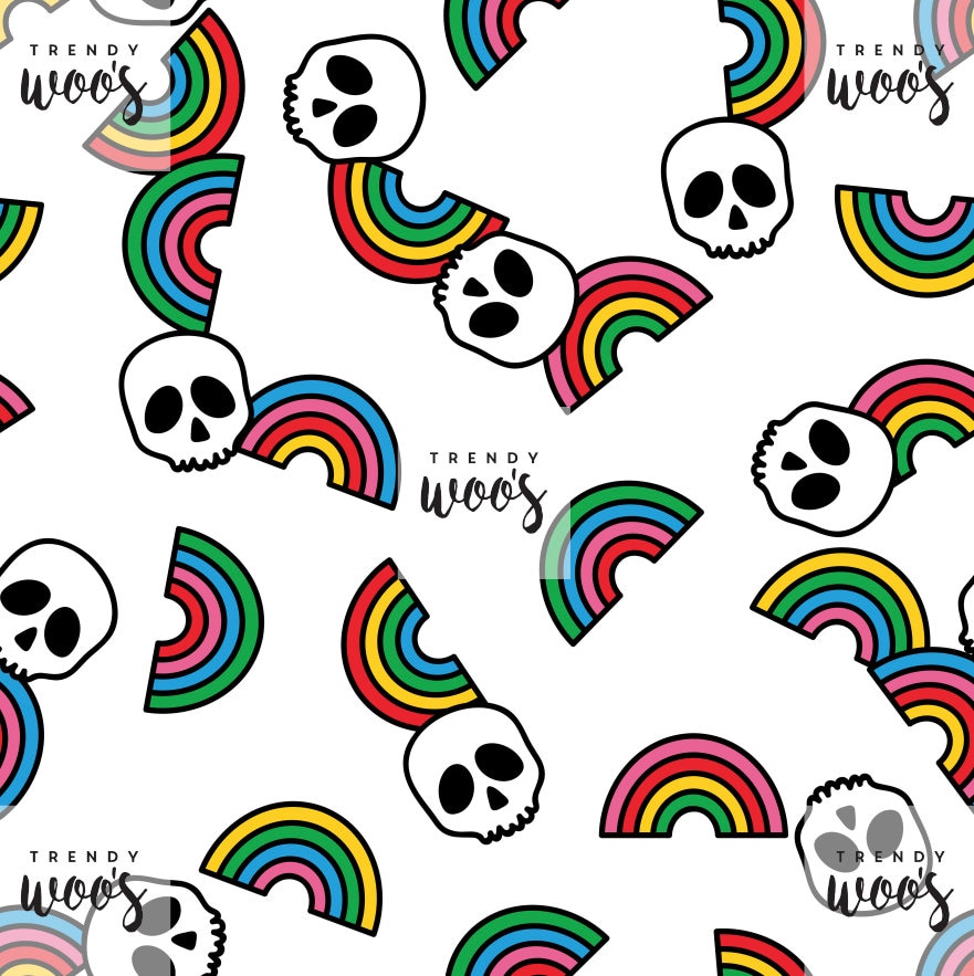 Rainbow Skulls Alternative Seamless Pattern / Fabric Design / | Etsy