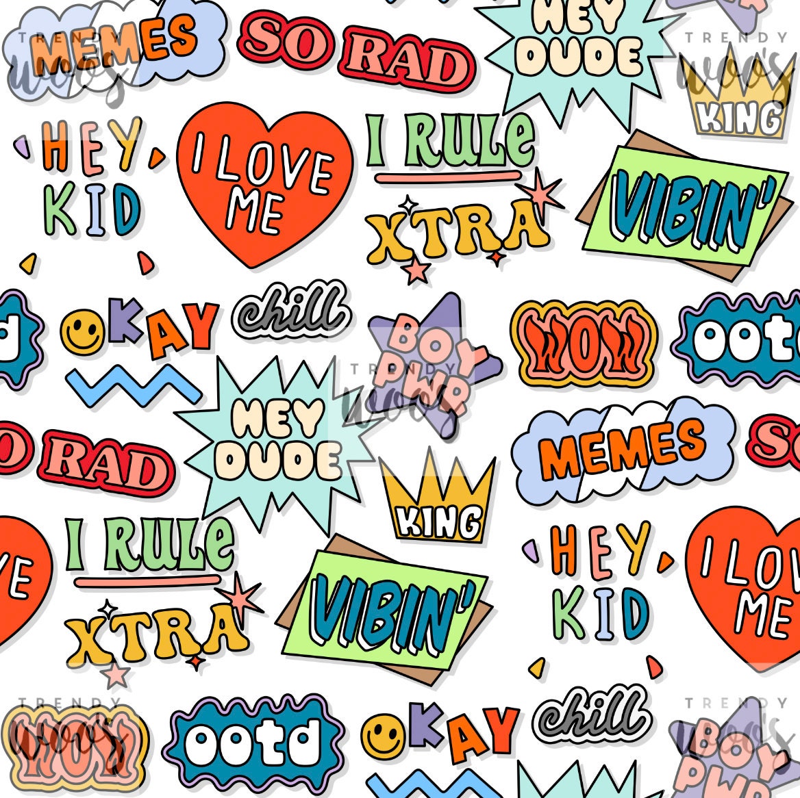 Boy Male Slogans Graffiti Affirmations Retro 80s 90s Seamless - Etsy