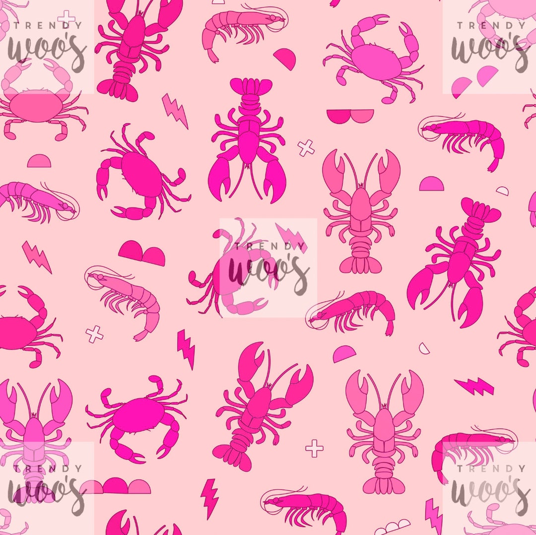 Crustacean Summer Beach Crab Lobster Shrimp Prawn Retro Orange Seamless ...