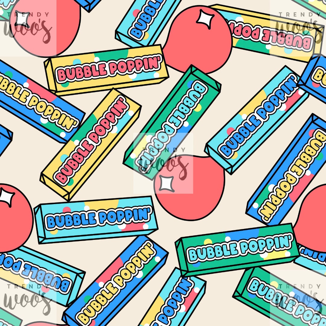 Bubble Popping Bubblegum Retro Candy Sweets Seamless Pattern / Fabric ...