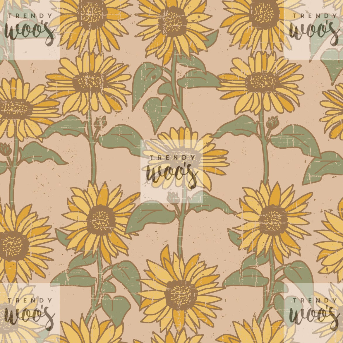 Sunflower Summer Flowers Vintage Retro Boho Bohemian Seamless | Etsy