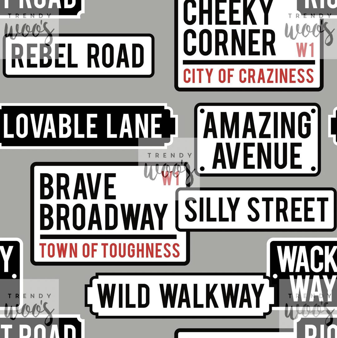 Road Street Names London Affirmation Pun Seamless Pattern / Fabric ...