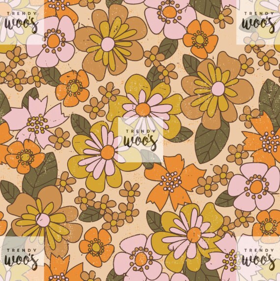 70s Floral Vintage Summer Boho Retro Seamless Pattern / Fabric | Etsy