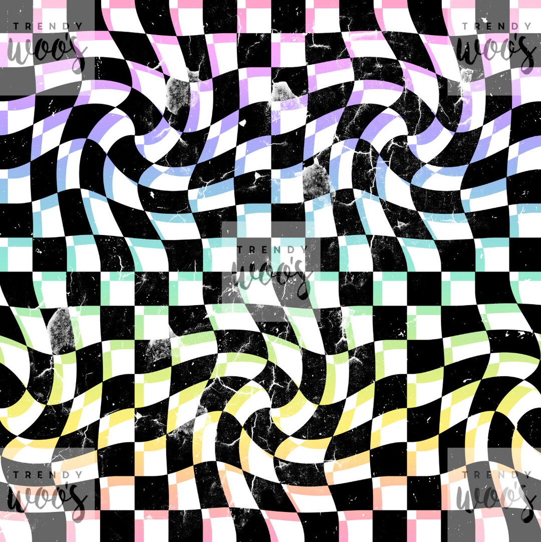 Checkerboard Retro 80s 90s Rainbow Check Pastel Seamless Pattern ...