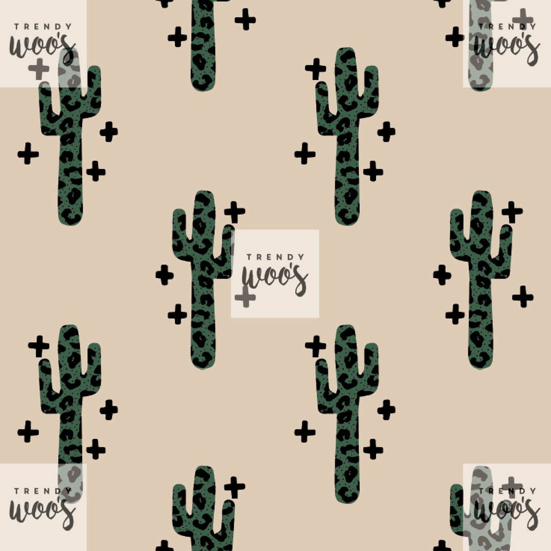 Modern Cactus Leopard Scandi Seamless Pattern / Fabric Design - Etsy