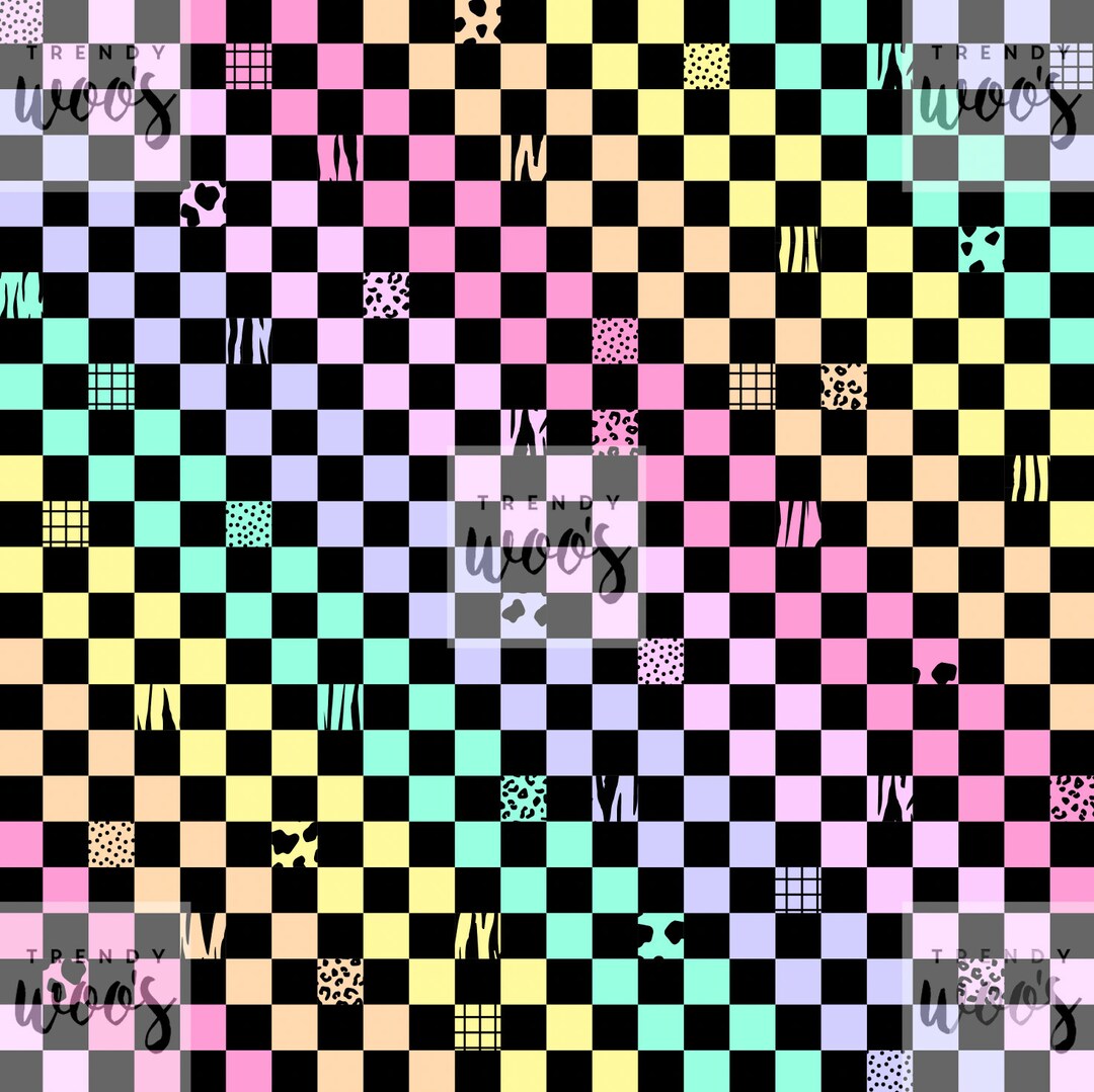 Geometric Checkerboard Diagonal Check Retro Abstract Pastel Kawaii ...