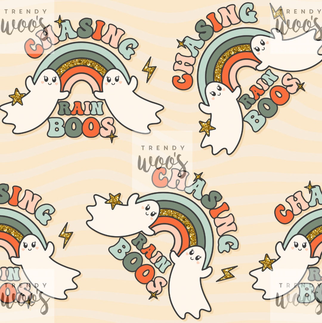Halloween Chasing Rainboos Rainbow Ghost Cute Kawaii Retro Boho ...