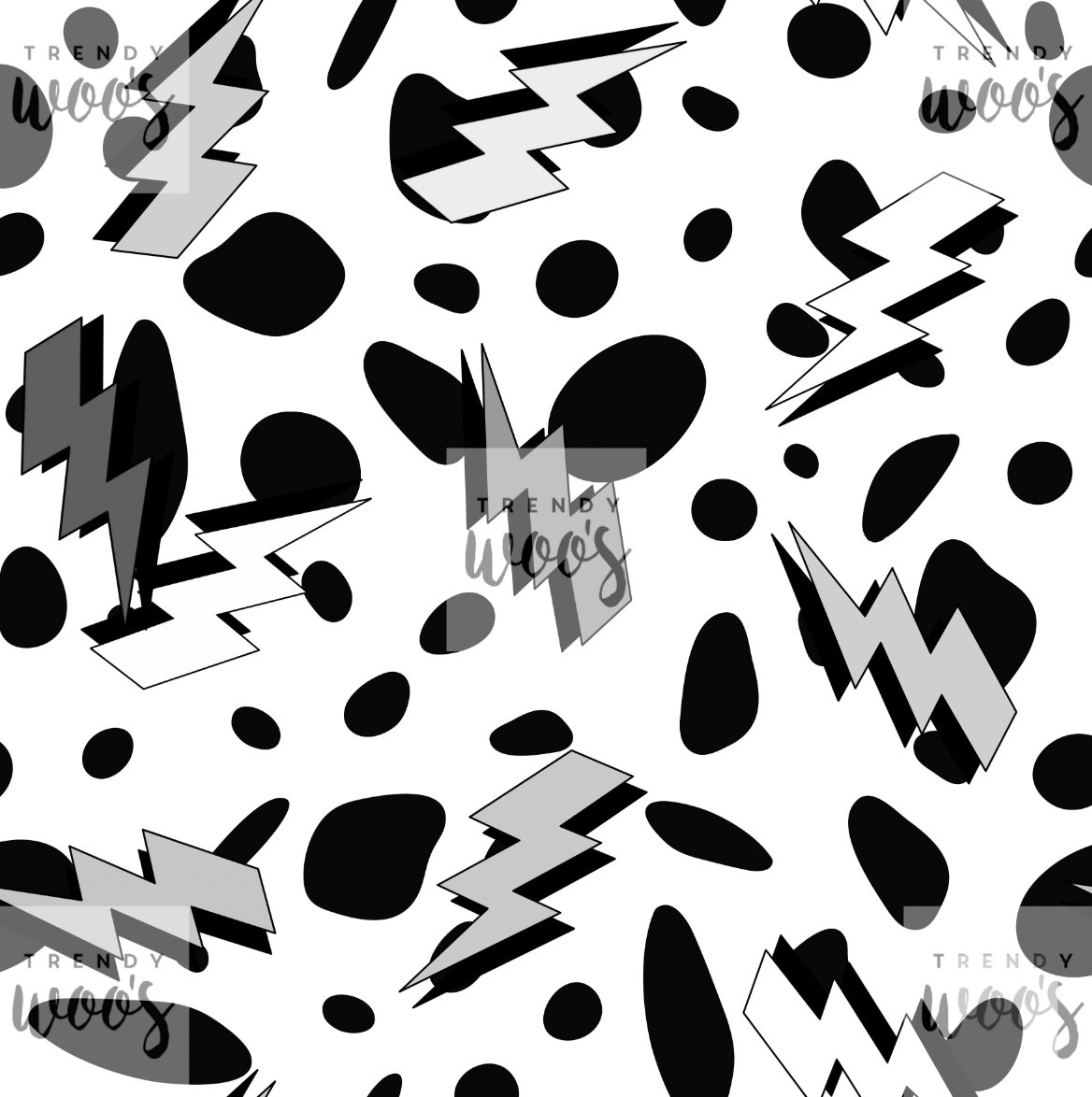 Monochrome Lightning Bolt Retro Spots Geometric Seamless | Etsy