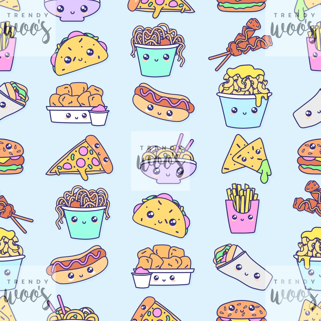 Fast Food Take Out Street Food Cute Kids Children's Kawaii Pastel ...