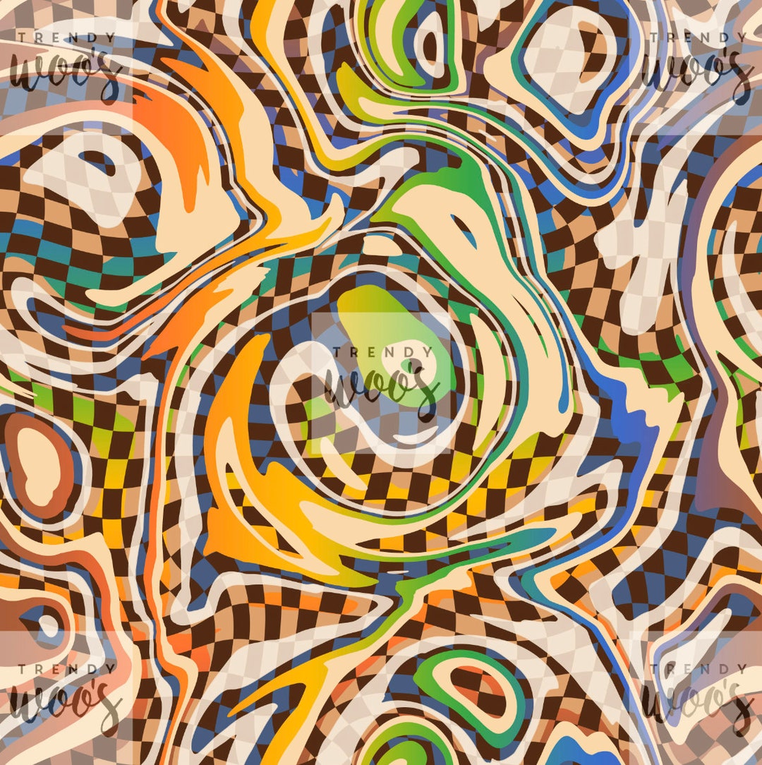 Marble Swirl Checkerboard Retro 80s 90s Vintage Check Psychedelic ...