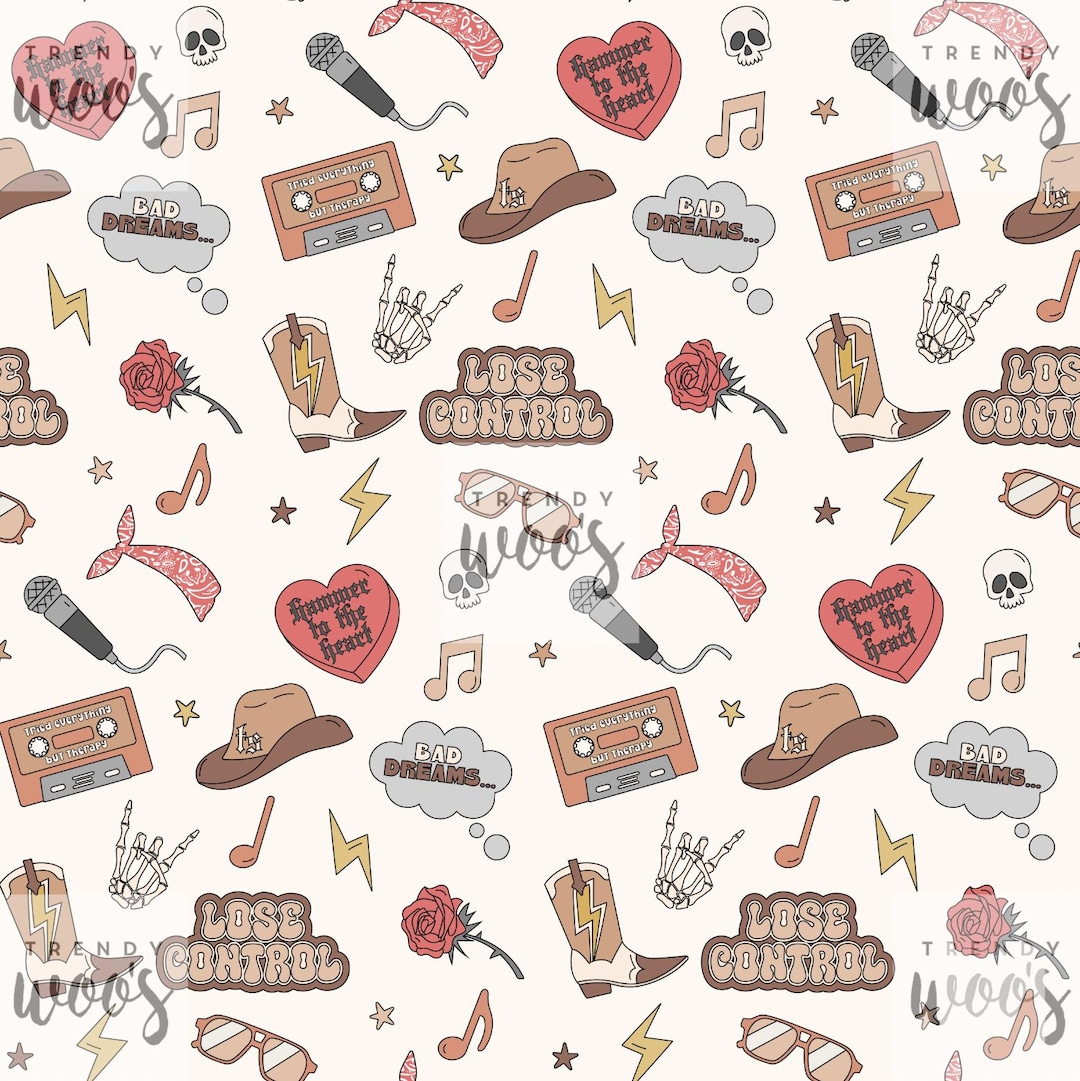 Teddy Singer Icons Music Pop Star Soul Western Seamless Pattern ...