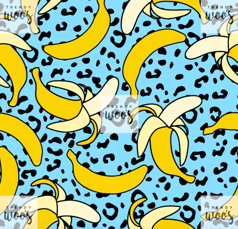 Bananas Pop Art Retro Leopard Seamless Pattern / Fabric Design | Etsy
