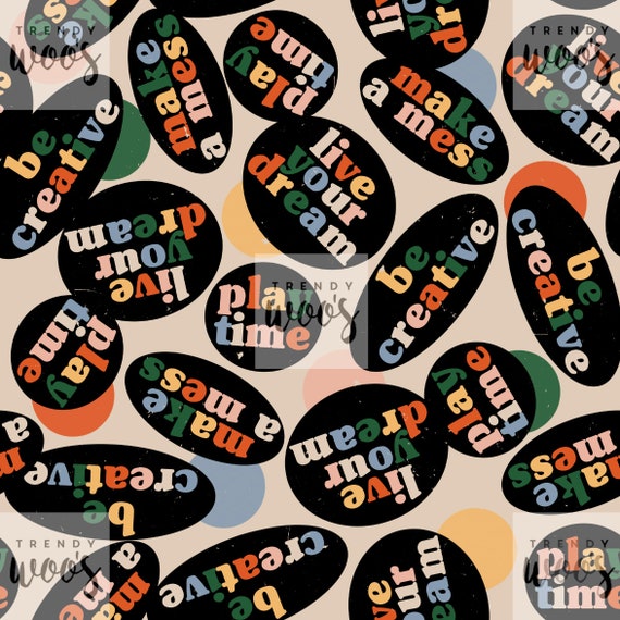 Retro Creative Slogans Affirmations 80s 90s Seamless Pattern / | Etsy UK