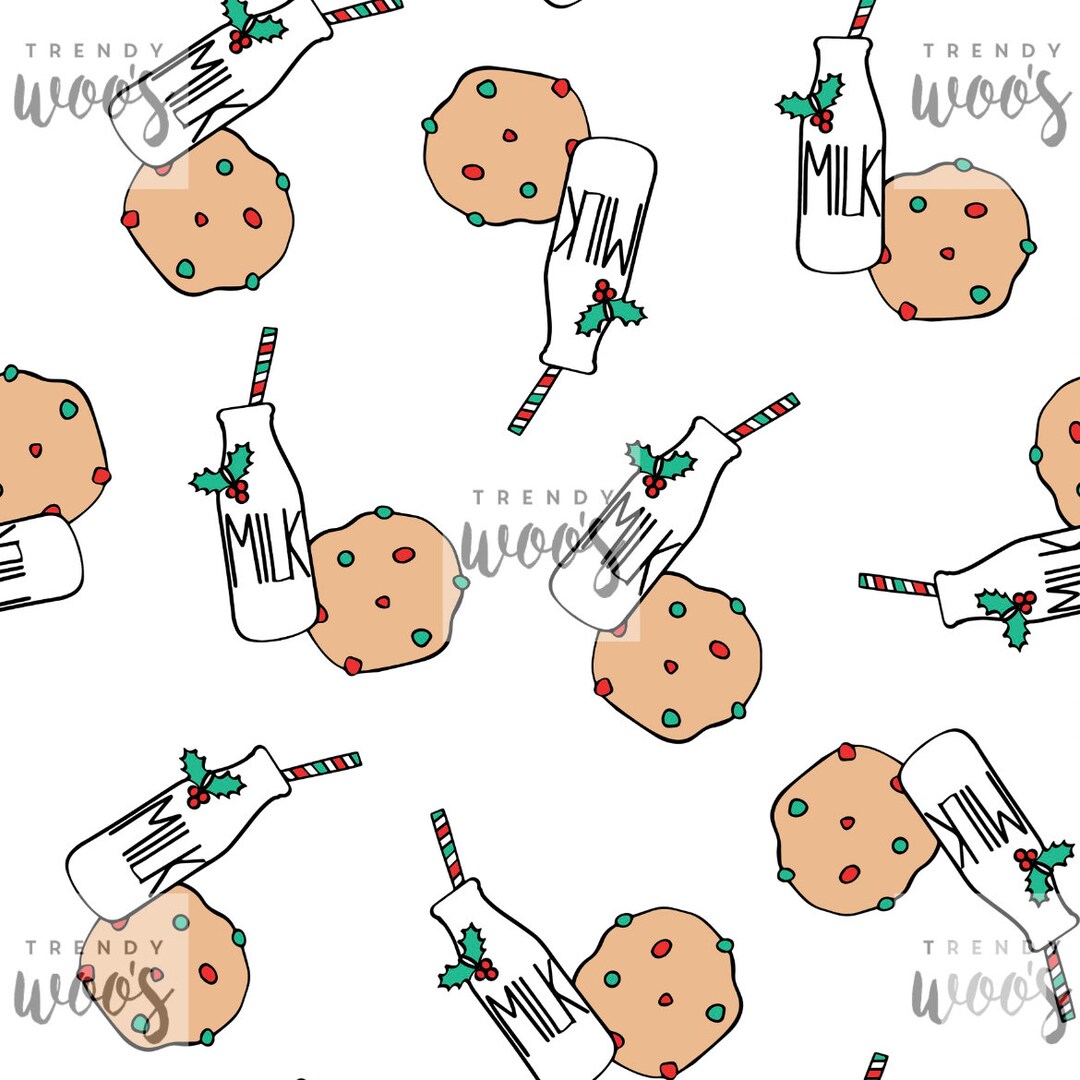 Santa Father Christmas Milk & Cookies Scandi Monochrome Seamless ...