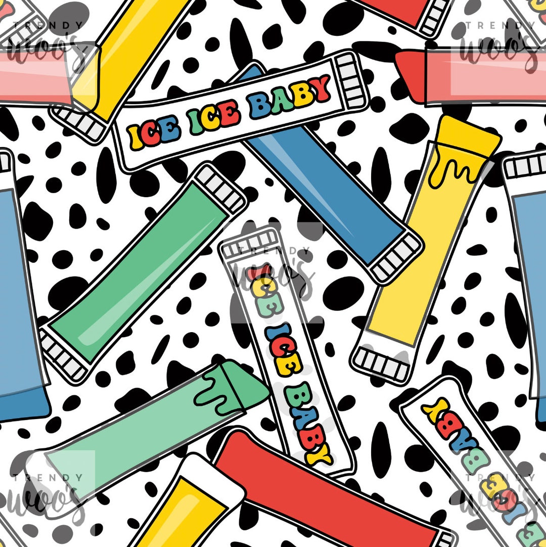 Ice Ice Baby Ice Pop Popsicle Ice Lolly Summer Rainbow Retro Seamless ...