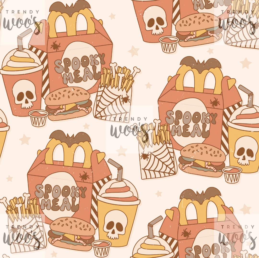 Fast Food Fries Burger Retro Punk Halloween Spooky Skull Boho Kawaii ...