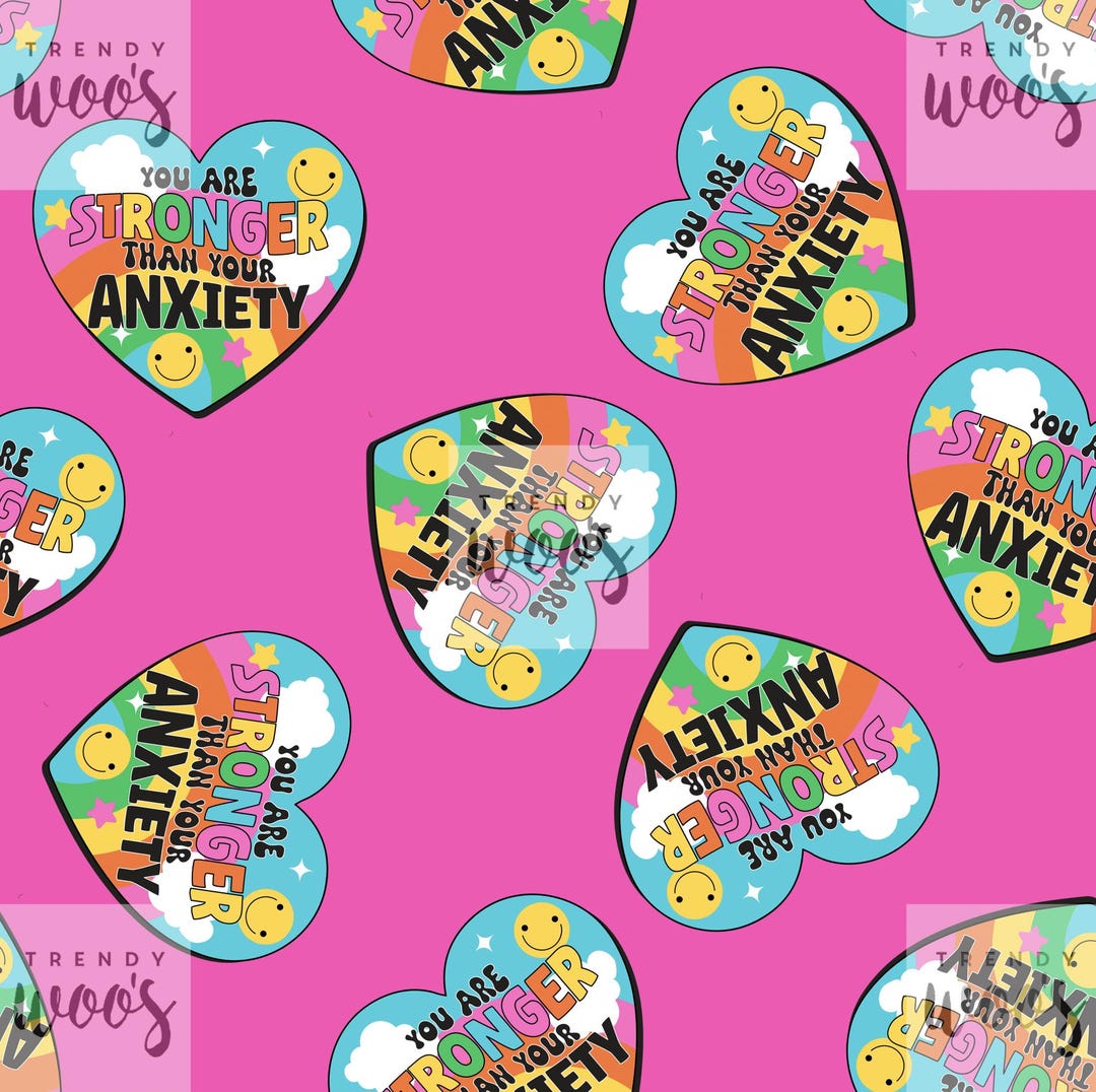 Stronger Anxiety Affirmation Retro Heart Positive Mental Health ...