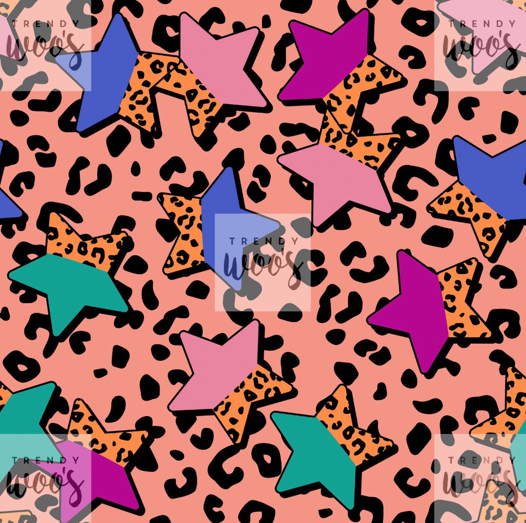 Bright Stars Leopard Print Animal Retro Seamless Pattern / Fabric ...