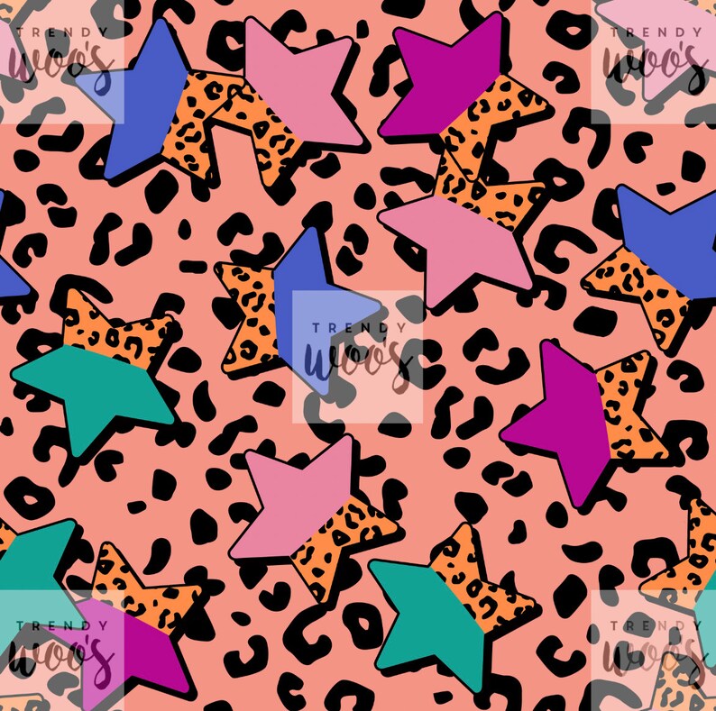 Bright Stars Leopard Print Animal Retro Seamless Pattern / Fabric ...