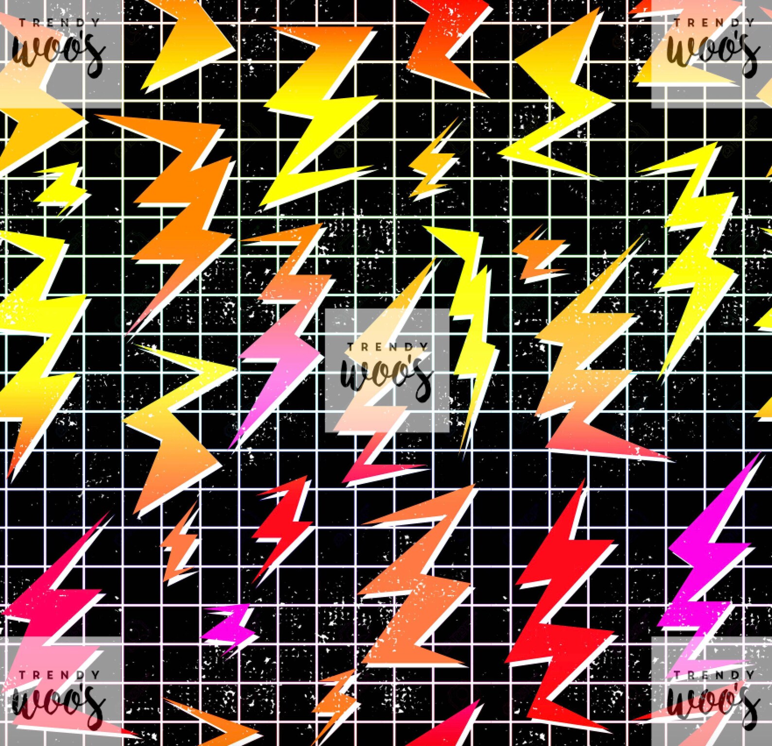 Lightning 80s 90s Retro Neon Summer Seamless Pattern / Fabric Design ...