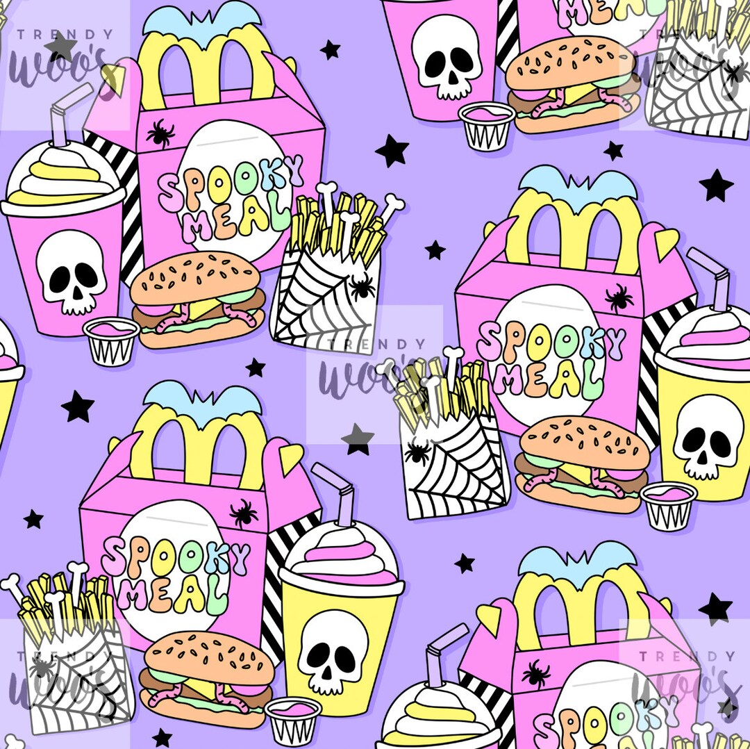 Fast Food Fries Burger Retro Punk Halloween Spooky Skull Pastel Kawaii ...