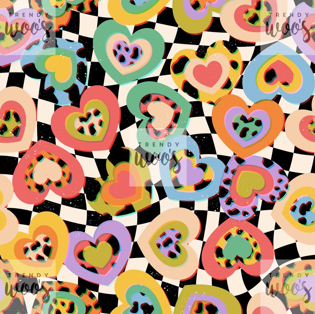 Geometric Retro Love Heart Psychedelic Festival Rave Valentines ...