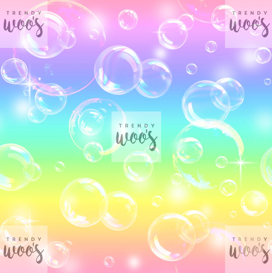 Bubbles Rainbow Vintage Retro Cute Seamless Pattern / Fabric Design / Surface Pattern / Digital ...