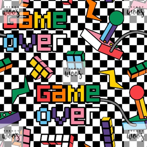 Game Over Retro 80s Rainbow Seamless Pattern / Fabric Design / - Etsy UK