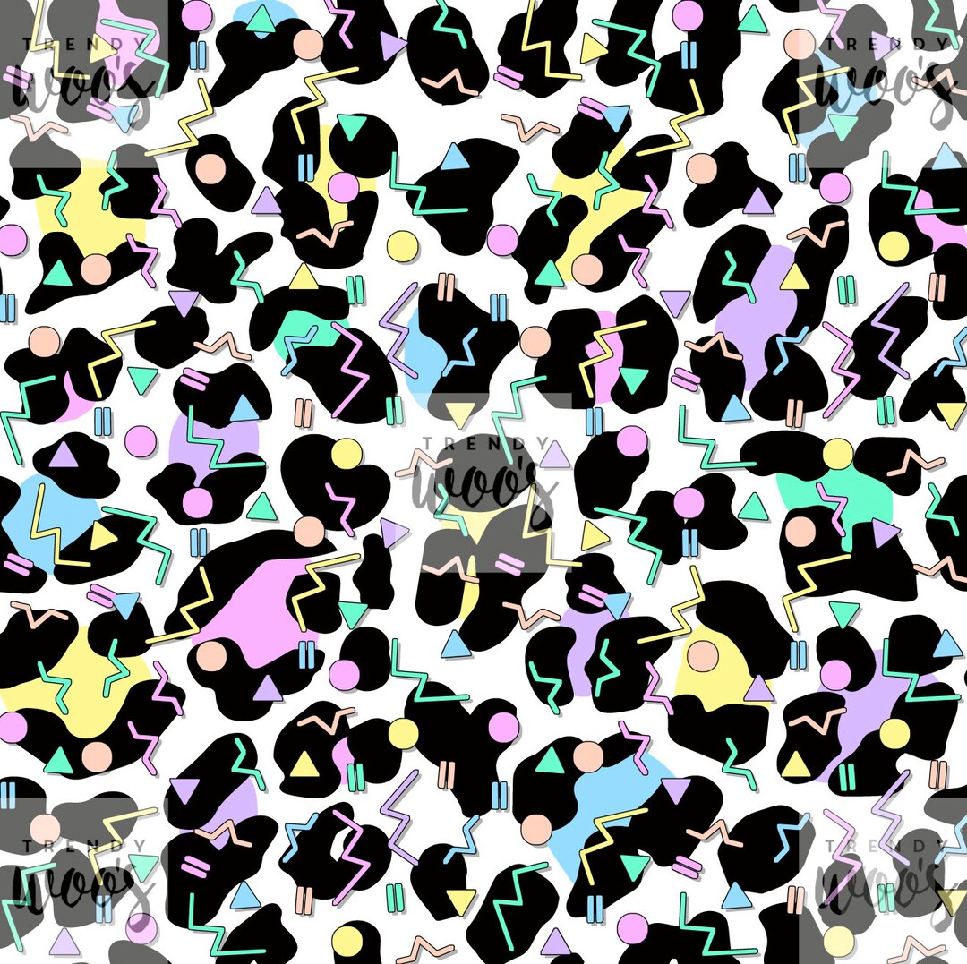 Leopard Print Memphis Animal Print Shapes 80s 90s Pastel Retro Seamless ...