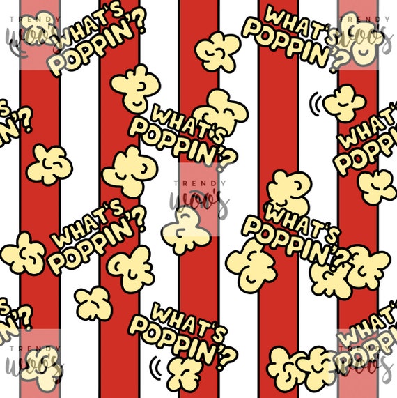 Retro Popcorn What's Poppin' Slogan Seamless Pattern / - Etsy