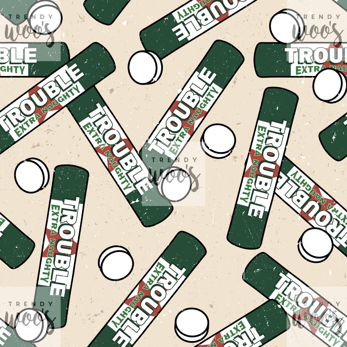 Trouble Extra Naughty Mints Slogan Sweets Candy Retro Seamless | Etsy