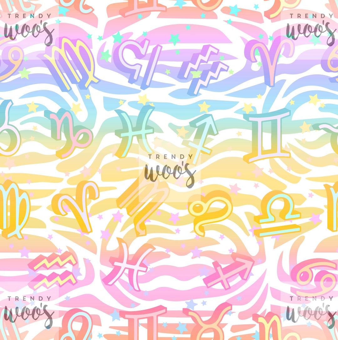 Star Signs Astronomy Zodiac Horoscope Pastel Rainbow Astrology Seamless ...