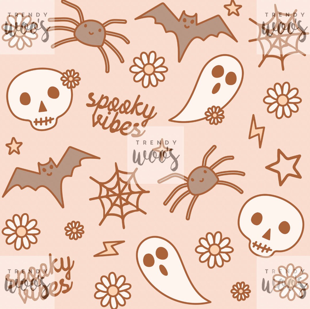 Spooky Vibes Halloween Cottagecore Punk Vintage Boho Floral Cute ...