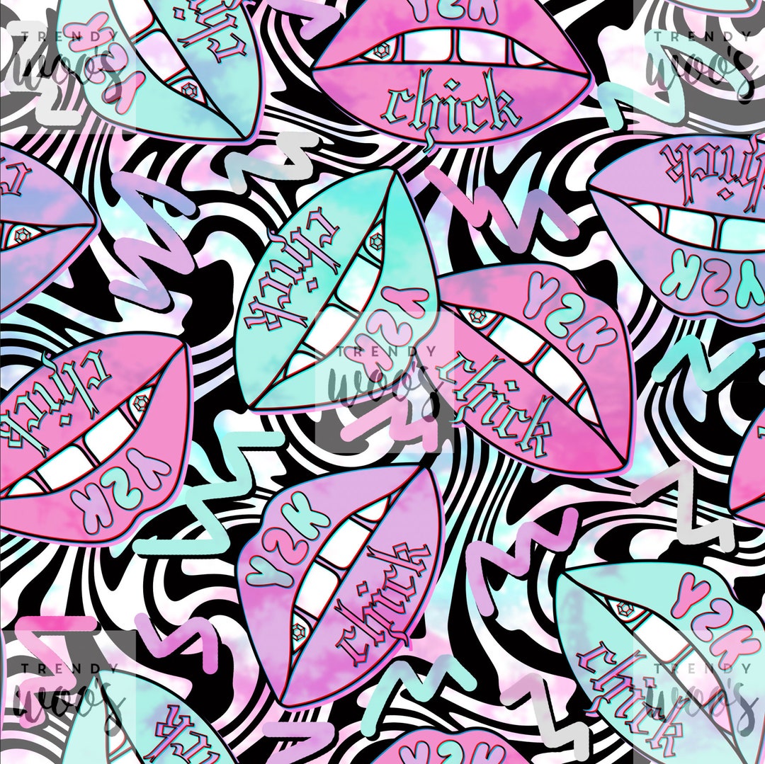 Y2K Noughties 00s Chick Lips Retro Girls Cute Marble Seamless Pattern ...