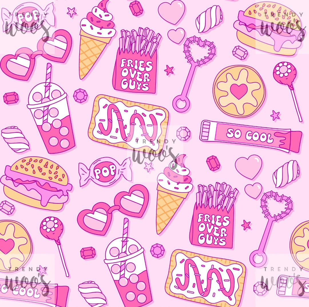 Girl Snacks Y2K Fast Food Sweets Candy Aesthetic Retro 90s 00s Pink ...