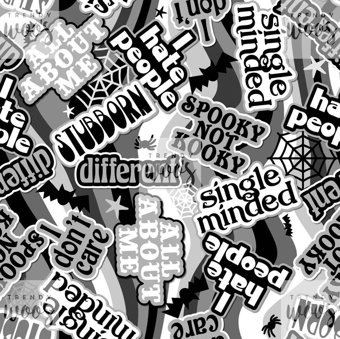 Wednesday Spooky Slogans Retro Creepy Grunge Gothic Goth Black White ...