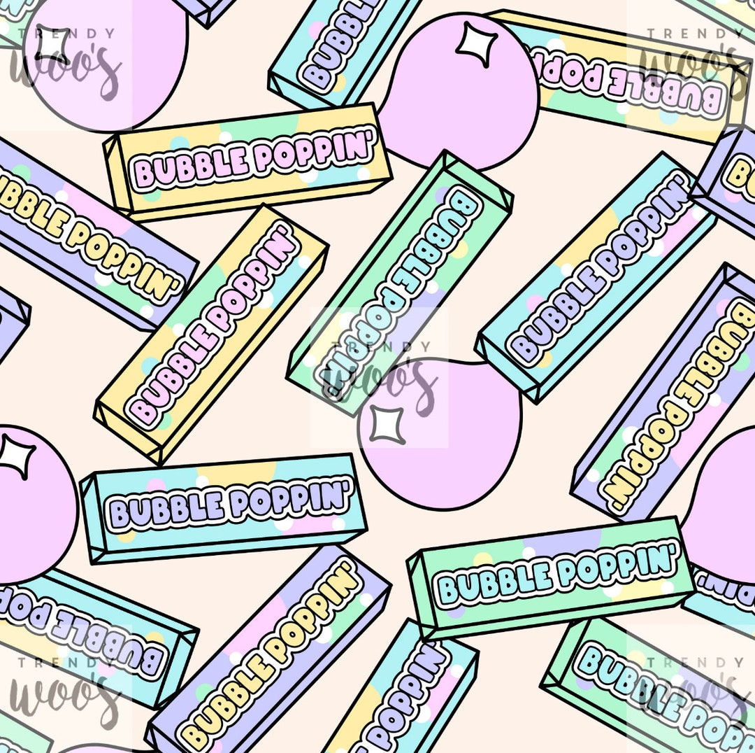 Bubble Popping Bubblegum Retro Candy Sweets Seamless Pattern / Fabric ...
