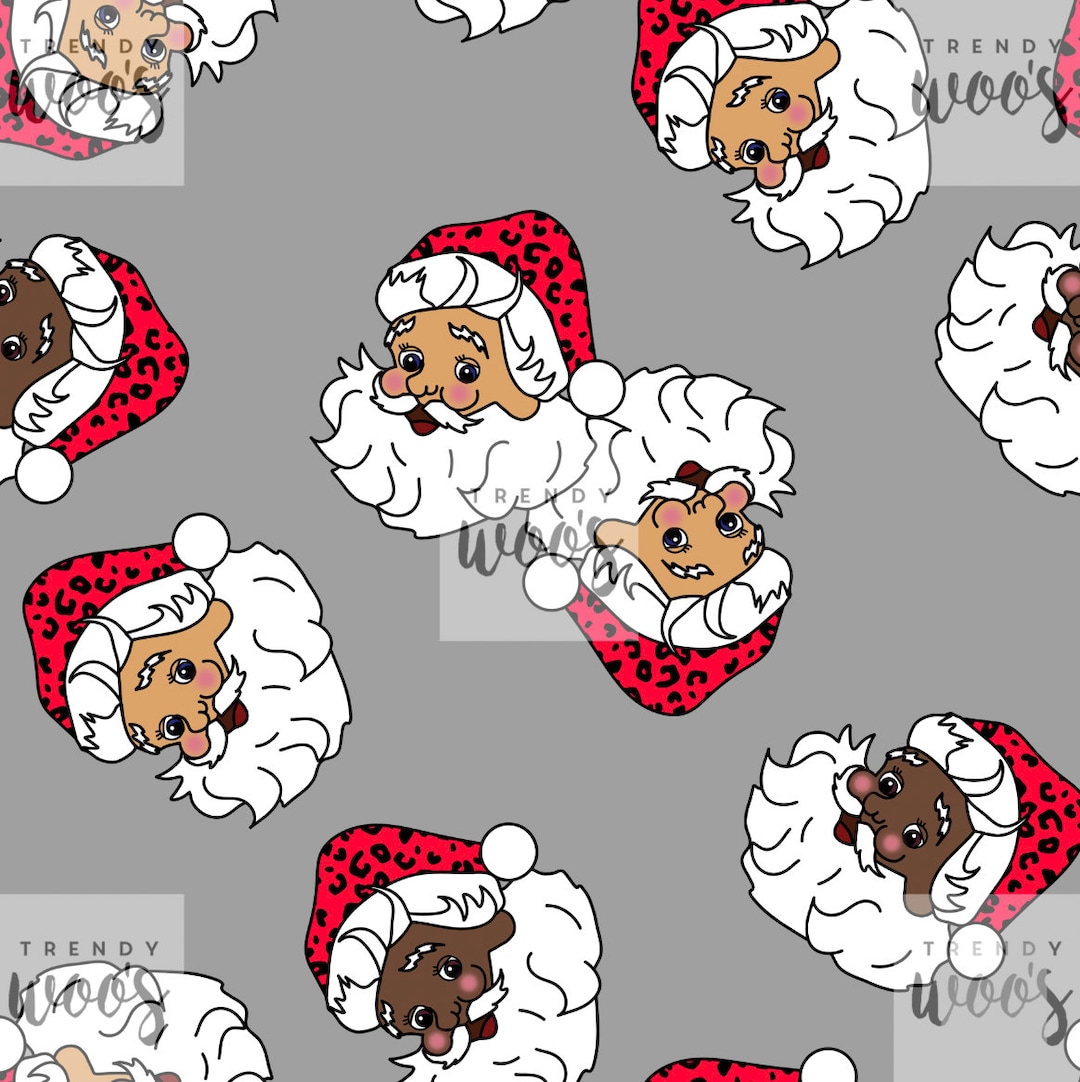 Santa Christmas Xmas Retro Leopard Print Seamless Pattern / Fabric ...