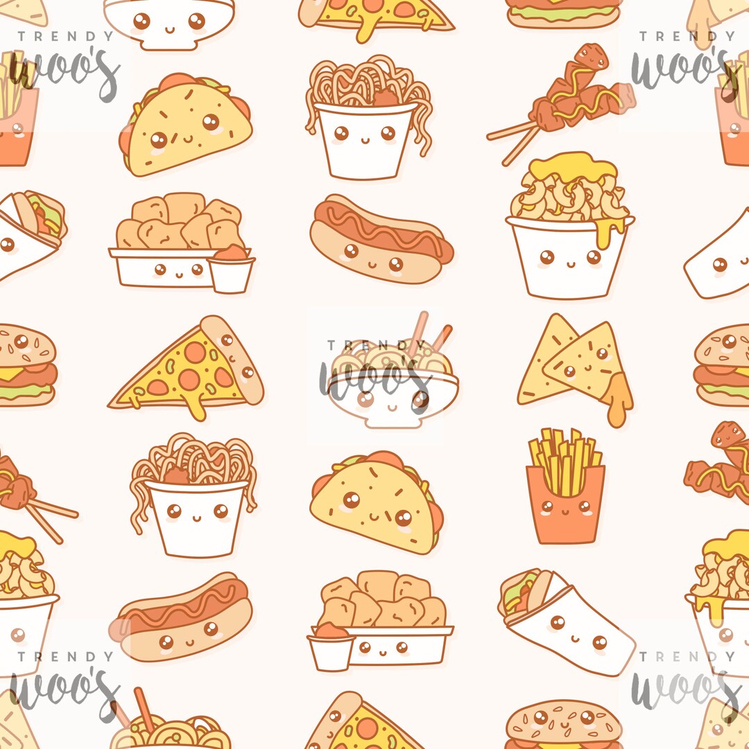 Fast Food Take Out Street Food Cute Kids Children's Kawaii Muted ...