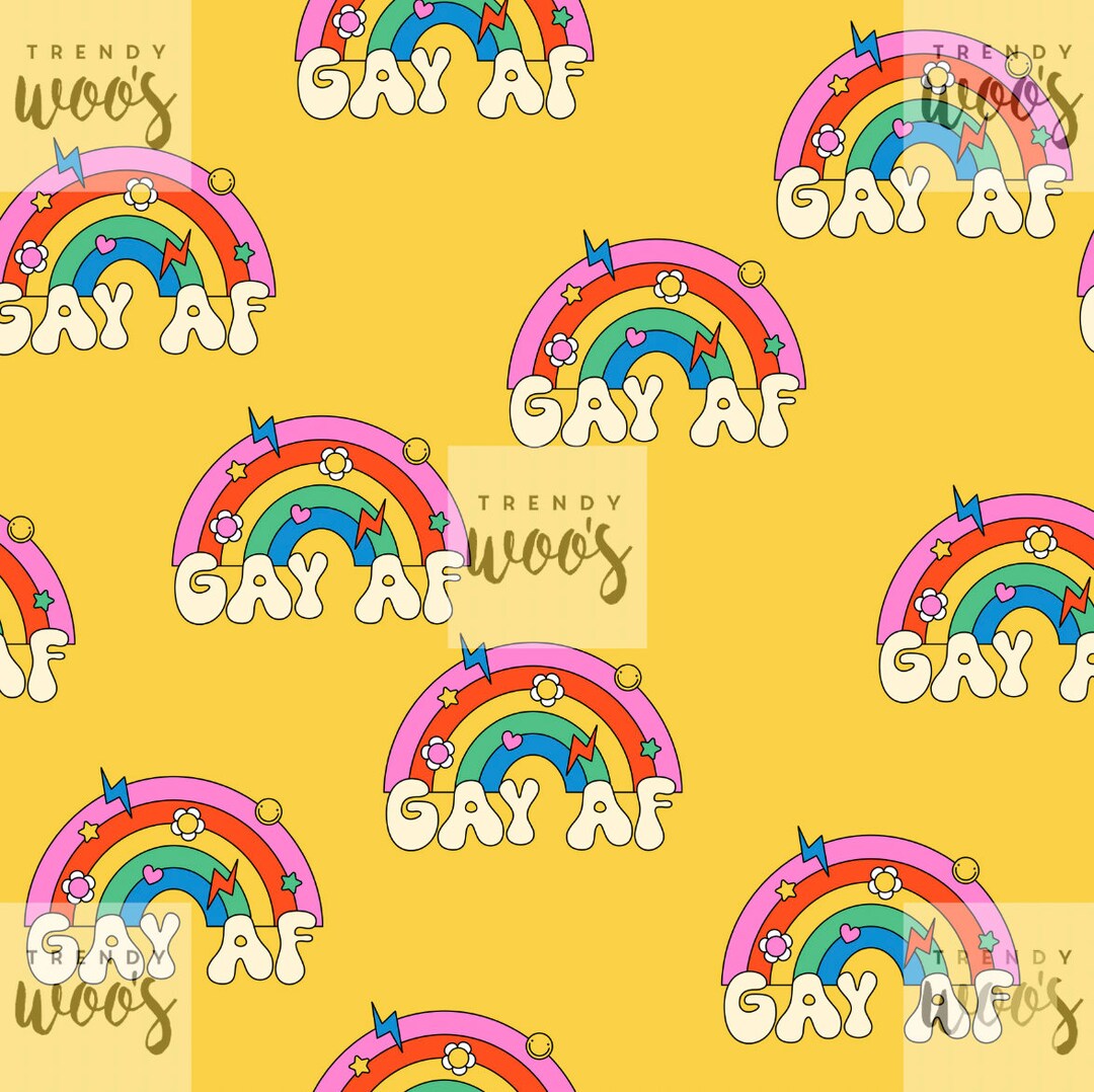 Gay AF Retro Slogan Lesbian Rainbow Pride LGBTQIA Fun Seamless Pattern ...