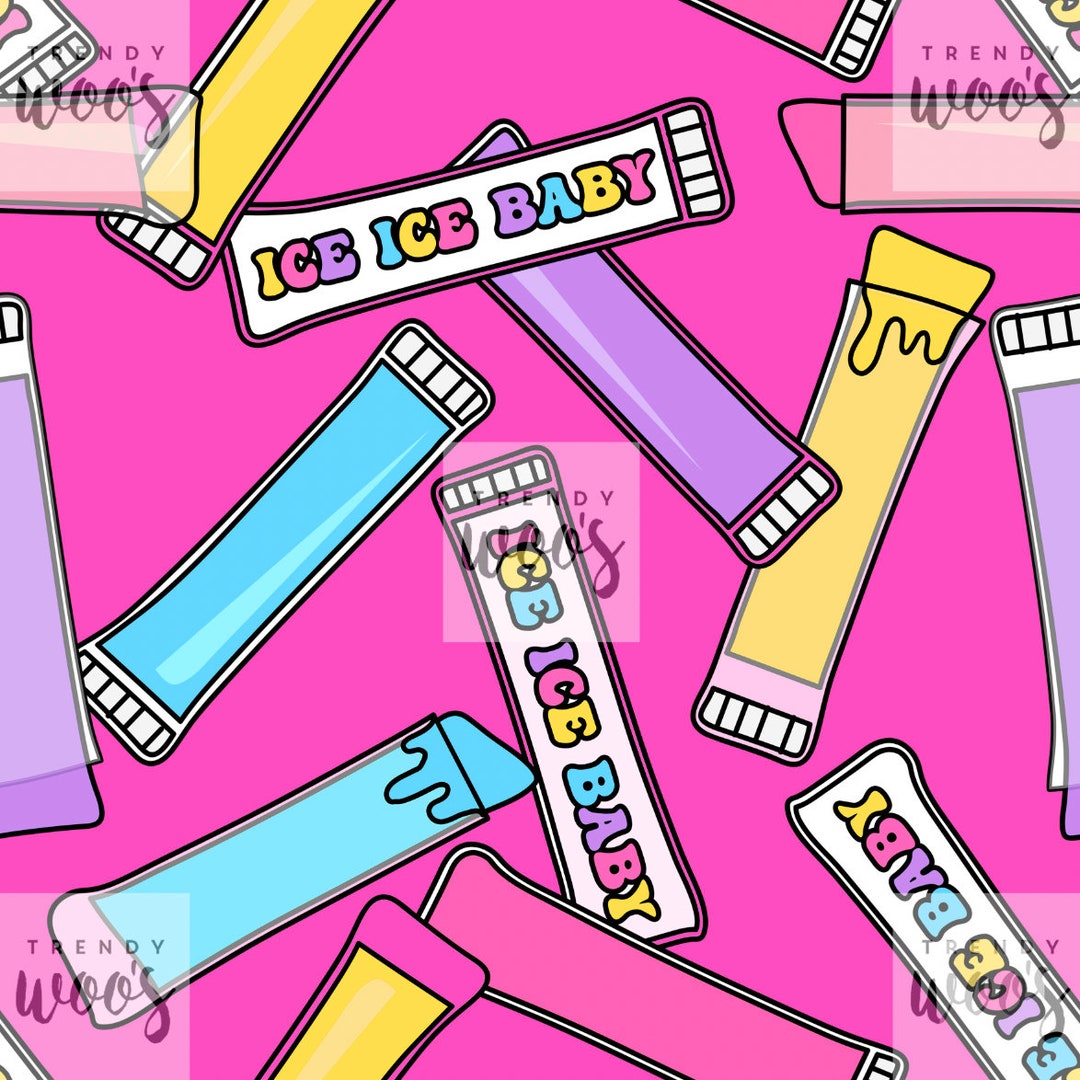 Ice Ice Baby Ice Pop Popsicle Ice Lolly Summer Retro Pink Girl Cute ...